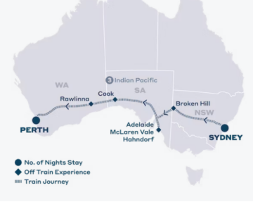 Indian Pacific Sydney to Perth and Perth to Sydney itinerary