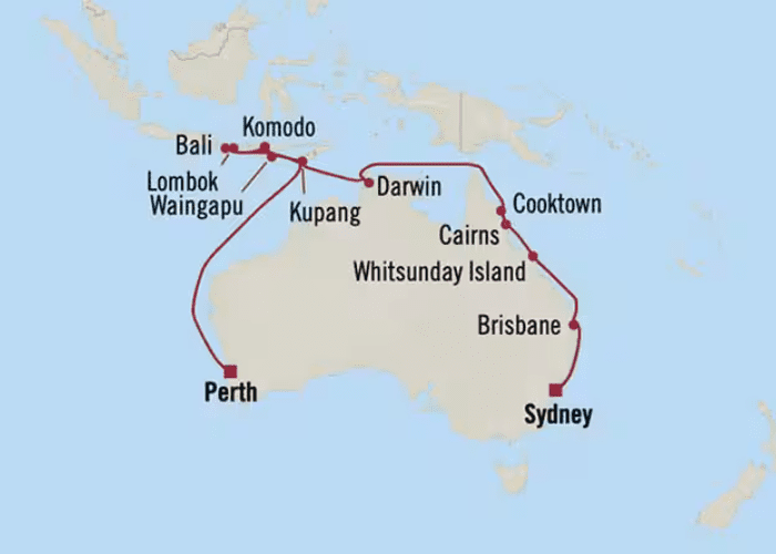 Oceania Riviera Sydney to Perth itinerary